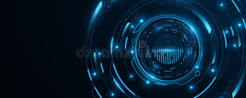 Futuristic Glowing HUD Circle with Digital Fingerprint. Biometric Data ...