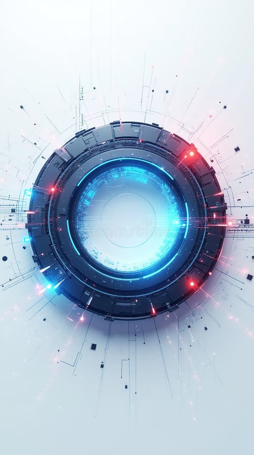 Futuristic Glowing Interface Design with Circular Central Technology ...