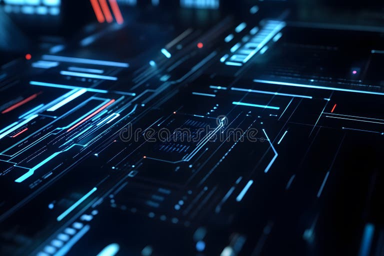 Futuristic Glowing Interface Lines in a HUD-style Layout, Set Against a ...