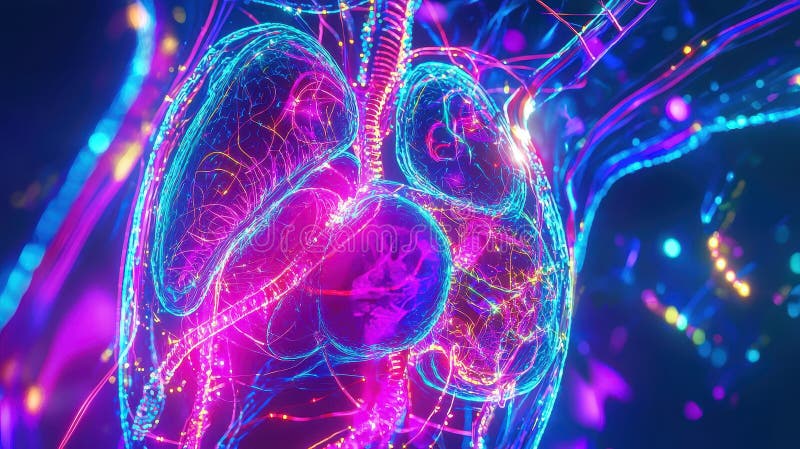 Futuristic Glowing Internal Human Organs Visualization Stock ...