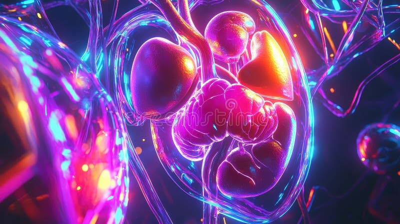 Futuristic Glowing Internal Organs Design Stock Illustration ...