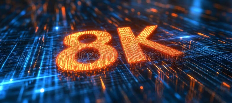 Futuristic Glowing 8K Resolution Symbol, Representing Digital ...