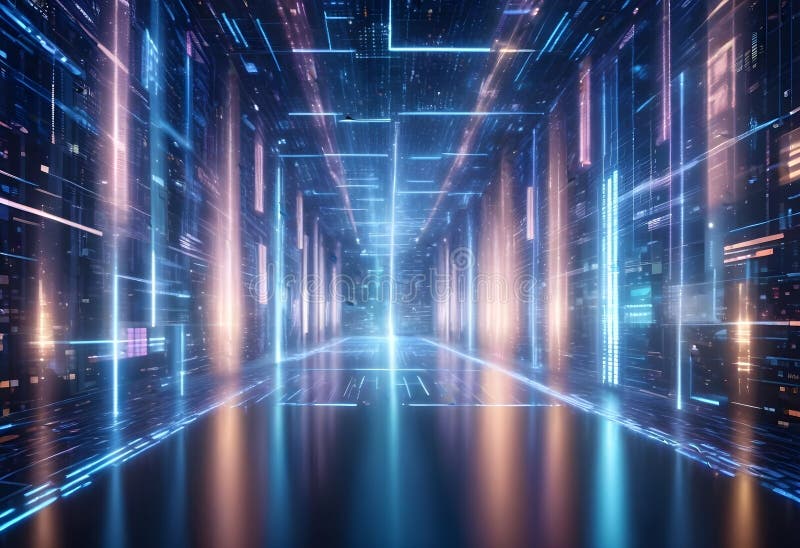 Futuristic Glowing Lines and Digital Data Flow, Sci-fi Background Stock ...