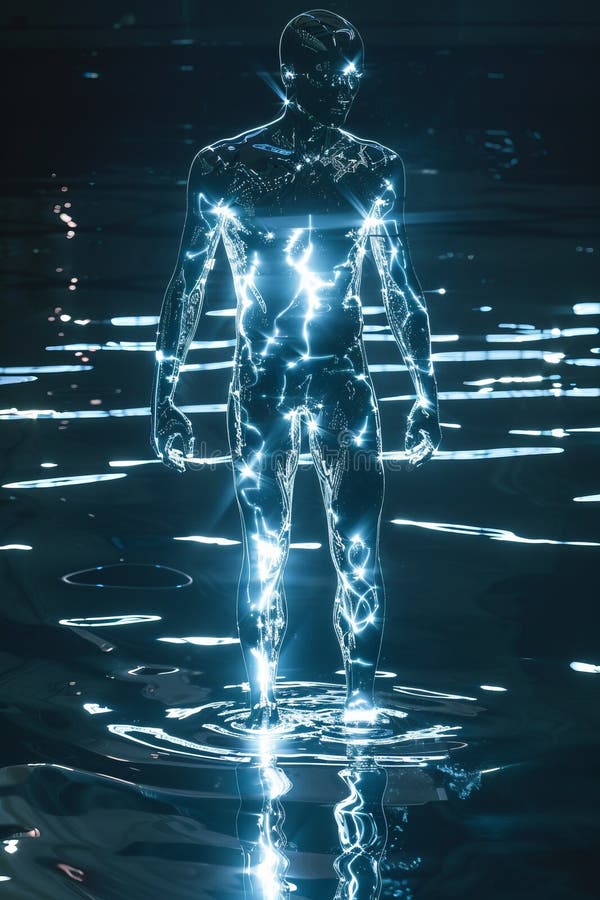 Futuristic Glowing Man with Backlight Stock Illustration - Illustration ...