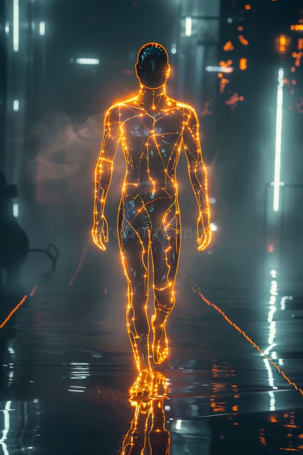 Futuristic Glowing Man with Backlight Stock Photo - Image of design ...