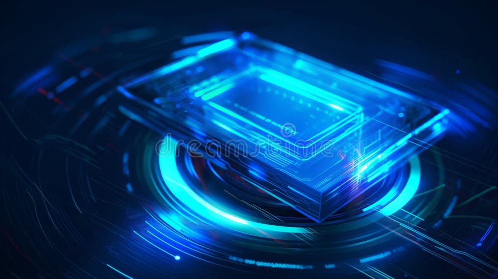 Futuristic Glowing Microchip Stock Image - Image of system, holographic: 324708773
