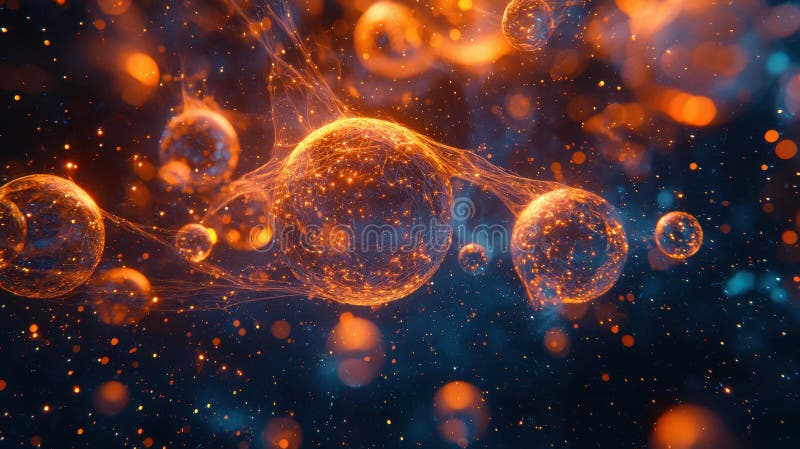 Futuristic Glowing Molecular Structure in Deep Space Stock Image ...