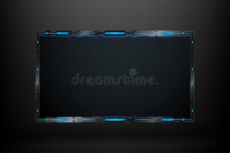 Futuristic Glowing Neon Blue Border Stream Overlay Webcam Video Screen ...