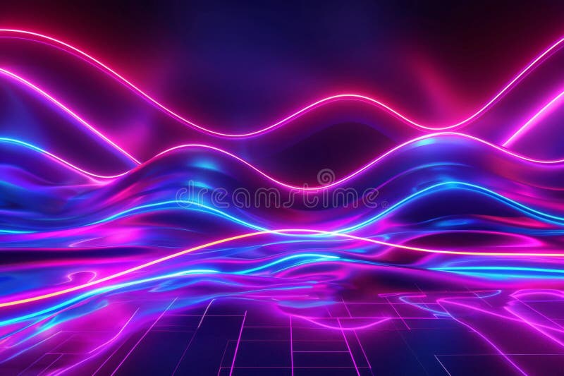Futuristic Glowing Neon Purple and Violet Waves Lines Stock ...