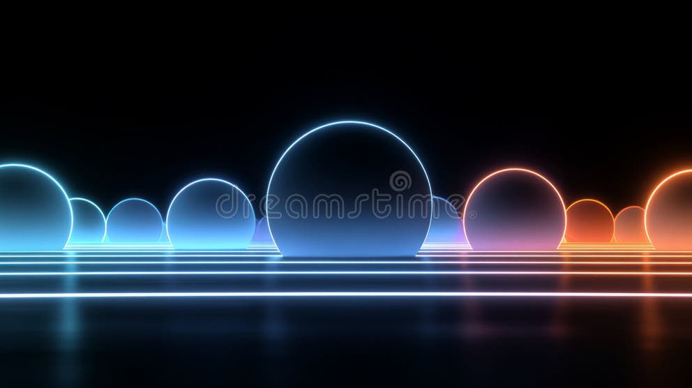 Futuristic Glowing Neon Spheres, Perfect on a Black Surface Stock Photo ...
