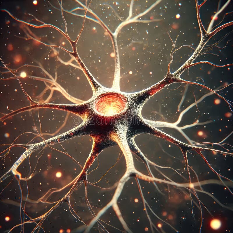 Futuristic Glowing Neuron in Neural Network Concept with Digital Sci-fi ...