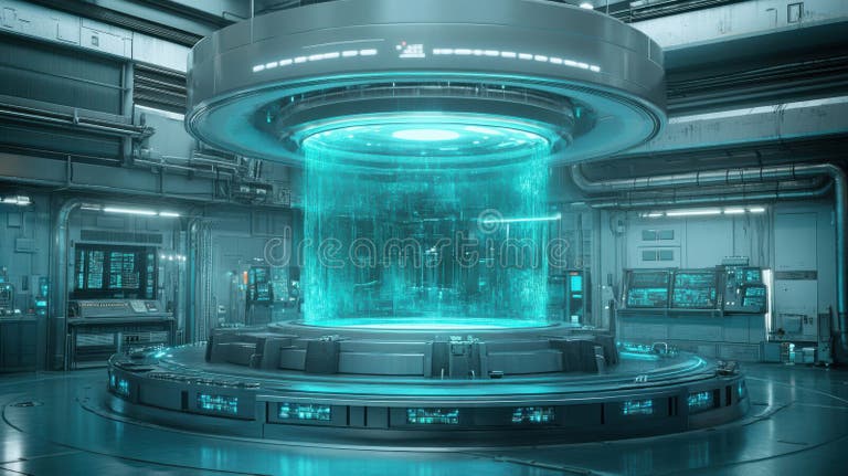 Futuristic Glowing Nuclear Reactor with Holographic Cooling System in ...