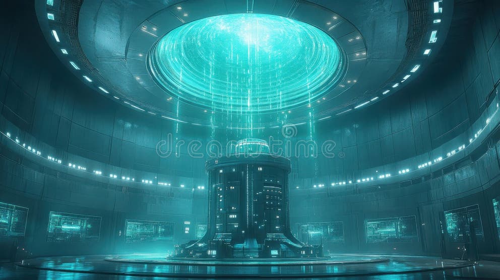 Futuristic Glowing Nuclear Reactor with Holographic Cooling System in ...