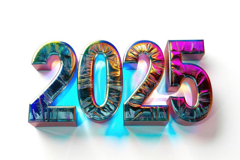 Futuristic Glowing 2025 Numerals with Circuitry Design Stock ...