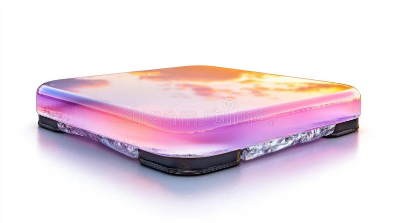 Futuristic Glowing Object with Gradient Colors Resembling a Block or a ...