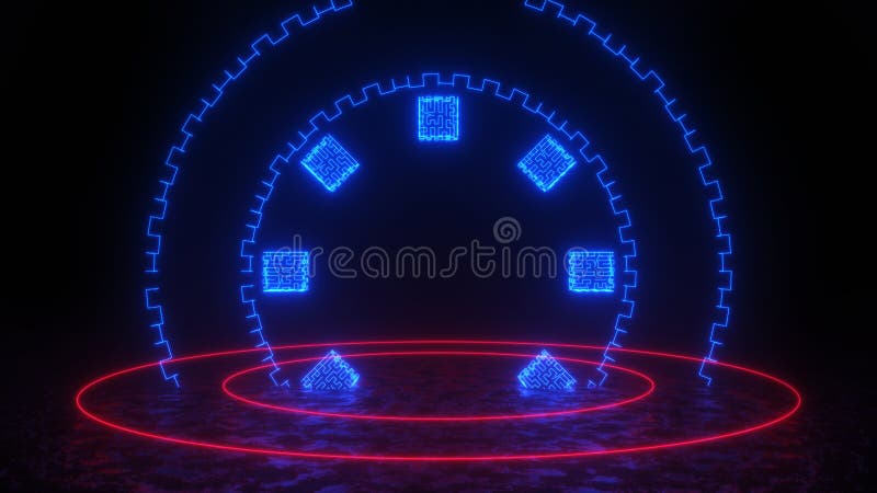Futuristic glowing objects stock illustration. Illustration of glow ...