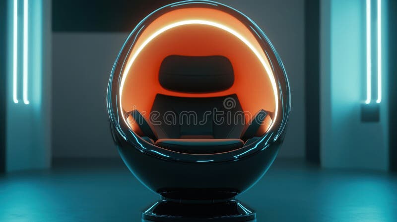 Futuristic Glowing Orb Chair in Modern Interior Design Stock Photo ...