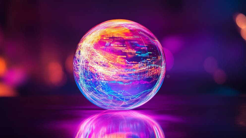 Futuristic Glowing Orb Displaying Cutting Edge Technology and Digital ...