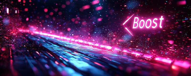 Futuristic Glowing Path with Neon Highlights and Digital Arrow ...
