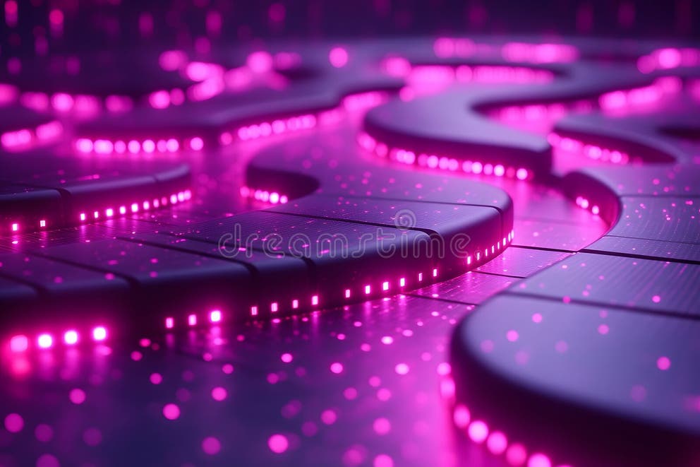 Futuristic Glowing Pathway with Pink LED Lights for Tech Design ...