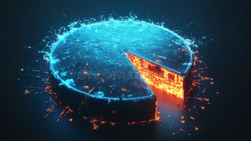 Futuristic Glowing Pie Chart Illustration with Blue and Orange Accents ...