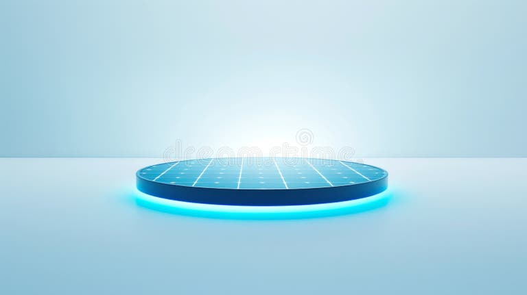 Futuristic Glowing Platform with Grid Pattern Stock Photo - Image of ...