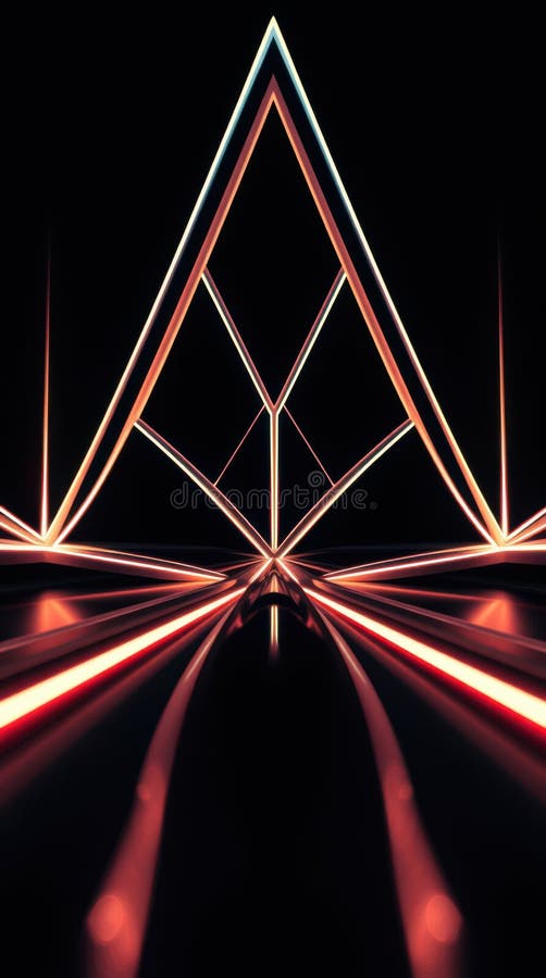 Futuristic Glowing Pyramid Structure with Parallel Light Lines Leading ...