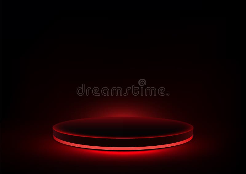 Futuristic Glowing Red Circular Platform on Dark Background, Modern ...