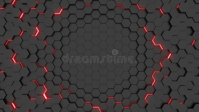 Futuristic Glowing Red Hexagonal or Honeycomb Background. Technology ...