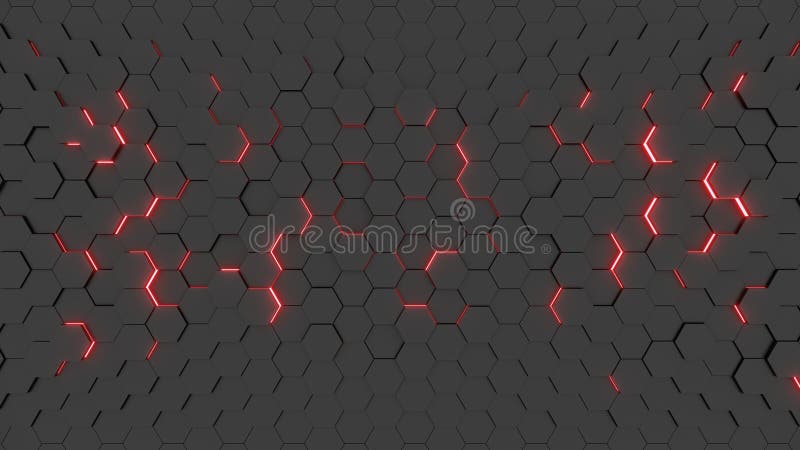 Futuristic Glowing Red Hexagonal or Honeycomb Background. Technology ...