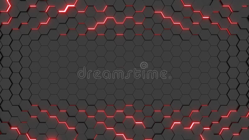 Futuristic Glowing Red Hexagonal or Honeycomb Background. Technology ...