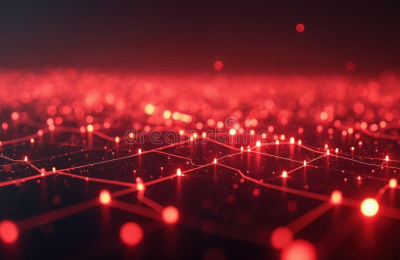 Futuristic Glowing Red Light Grid with Dynamic Energy. Tech Design ...