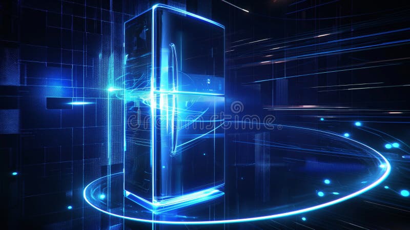 Futuristic Glowing Refrigerator Stock Image - Image of modern ...