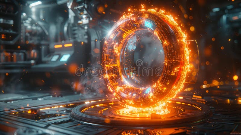 Futuristic Glowing Ring in a Sci-fi Lab - Generative Ai Stock ...