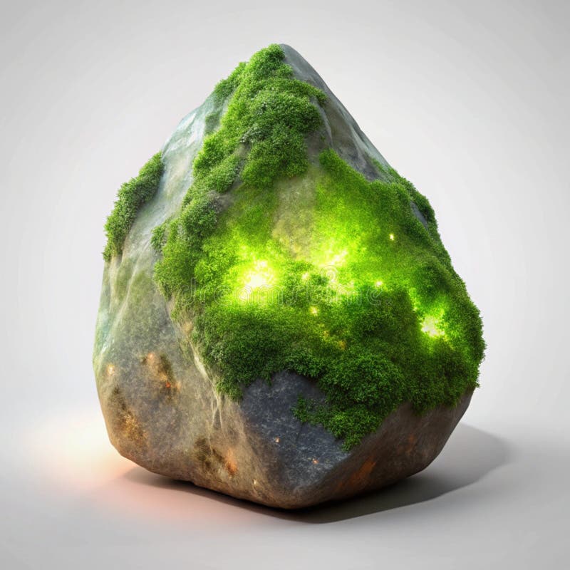 Transparent Glowing Rock with Animated Moss Stock Illustration ...