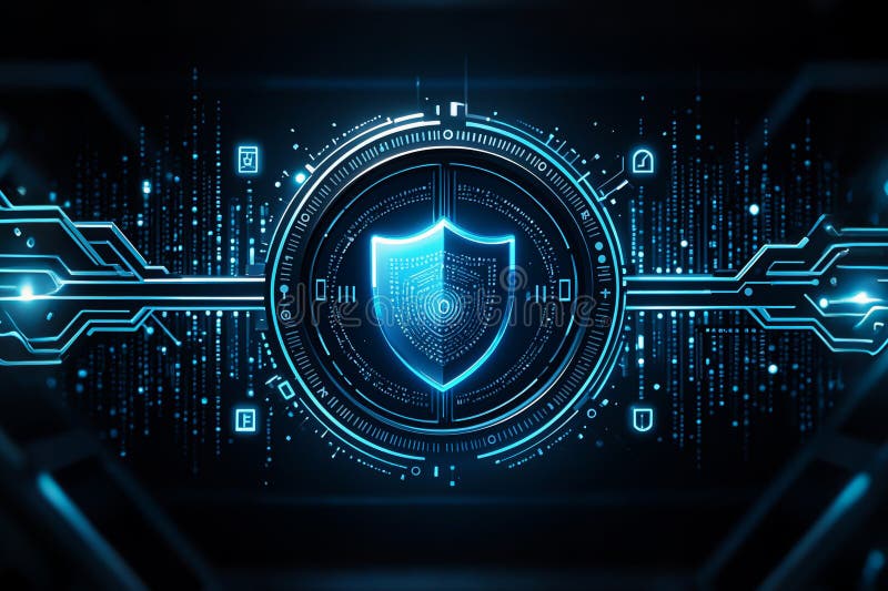 Futuristic Glowing Shield of Binary Code Representing Cybersecurity Stock Photo - Image of ...