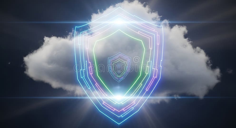Secure Cloud Computing Technology Shield Emblem Data Protection ...