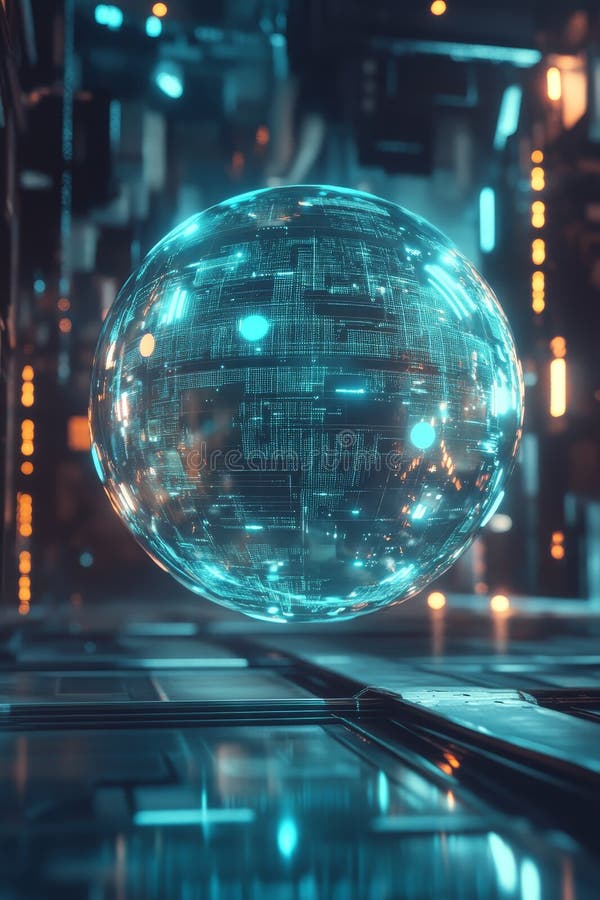 Futuristic Glowing Sphere in Abstract High-Tech Environment Stock ...