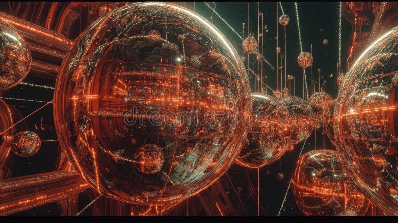Futuristic Glowing Spheres in Red Hues Stock Image - Image of scifi ...