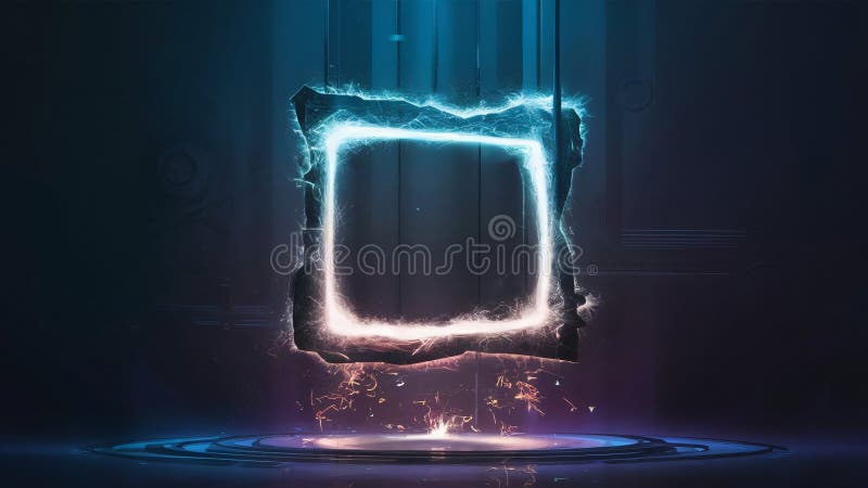 Futuristic Glowing Square Frame, Sci-Fi Energy High Quality Image Stock ...