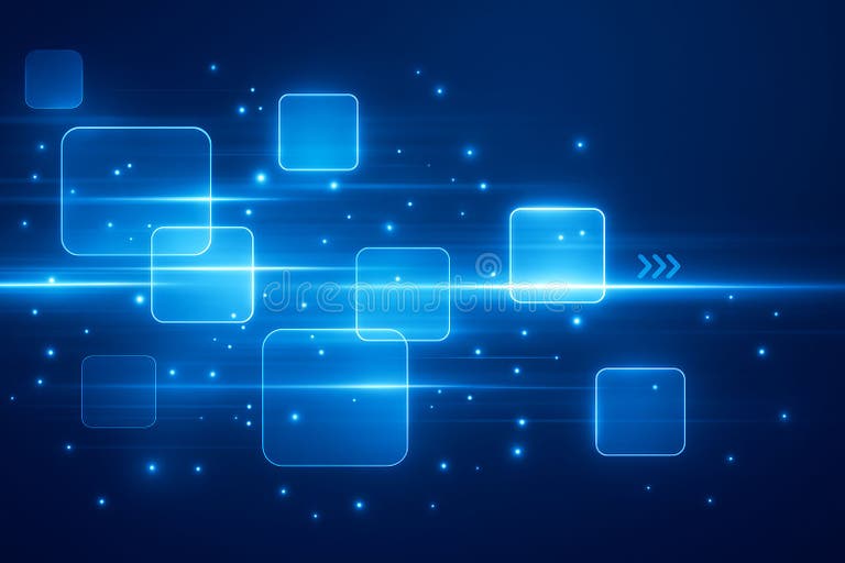 Futuristic Glowing Tech Interface with Digital Blue Lights and Floating ...