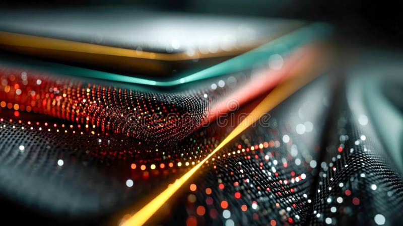 Futuristic Glowing Textile Surface with Vibrant Lights and Reflections ...