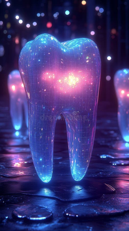Futuristic Glowing Tooth Representing Advanced Dental Technology and ...