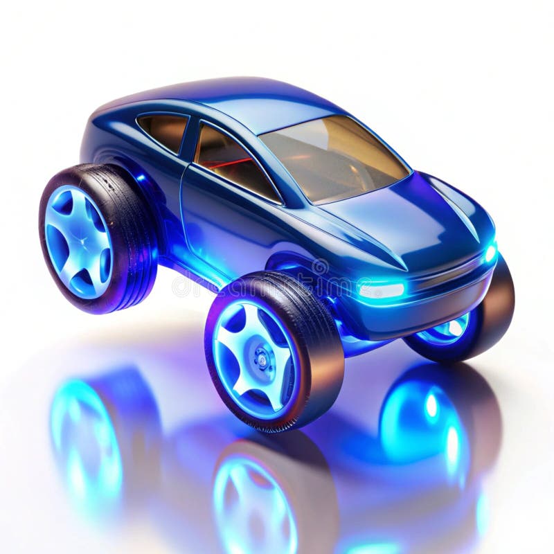 Levitating Glowing Toy Car with Rotating Wheels Stock Illustration ...