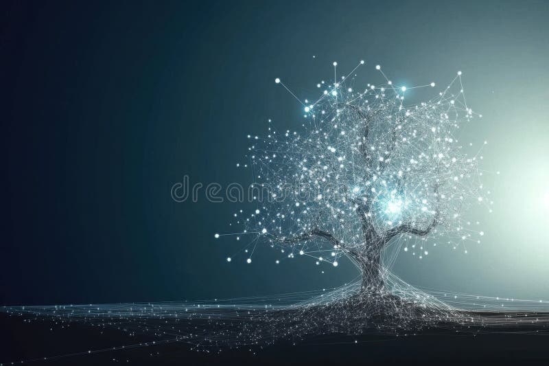 Futuristic Glowing Tree with Digital Network Connections Design for ...