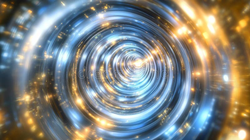 Futuristic Glowing Vortex with Blue and Golden Lights, Abstract Motion ...