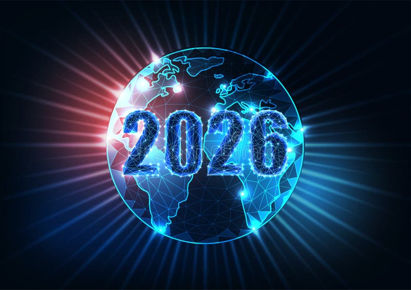 Futuristic 2026 Glowing on World Globe, Concept of Global Change ...