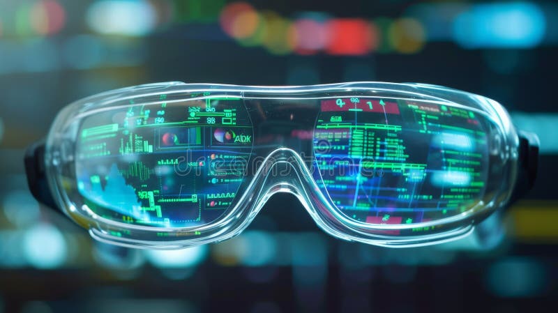 Futuristic Goggles with Digital Data and AR Projections Stock Photo ...