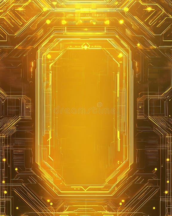 Futuristic Gold Digital Circuit Background with Glowing Tech Patterns ...