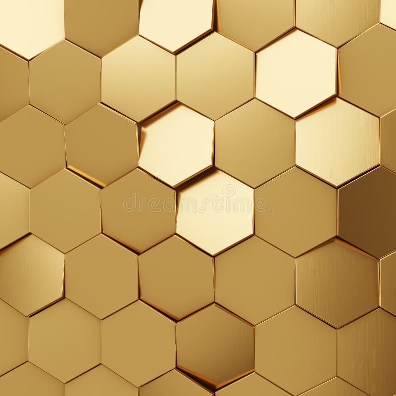 Futuristic Gold Hexagonal Texture Background. 3d Rendering Stock ...